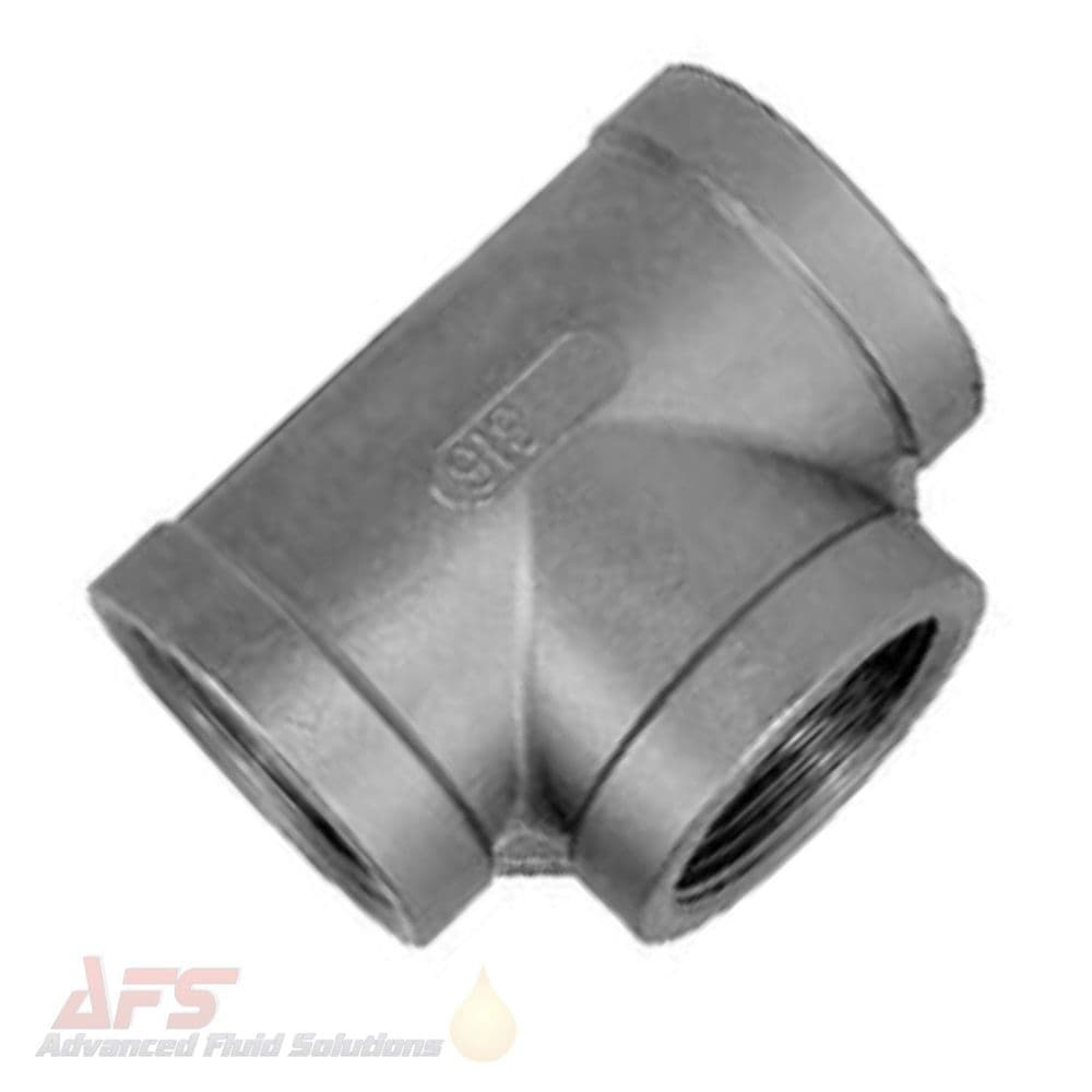 1 BSP Equal Female Tee Piece 3 Way T - SS 316 Stainless Steel