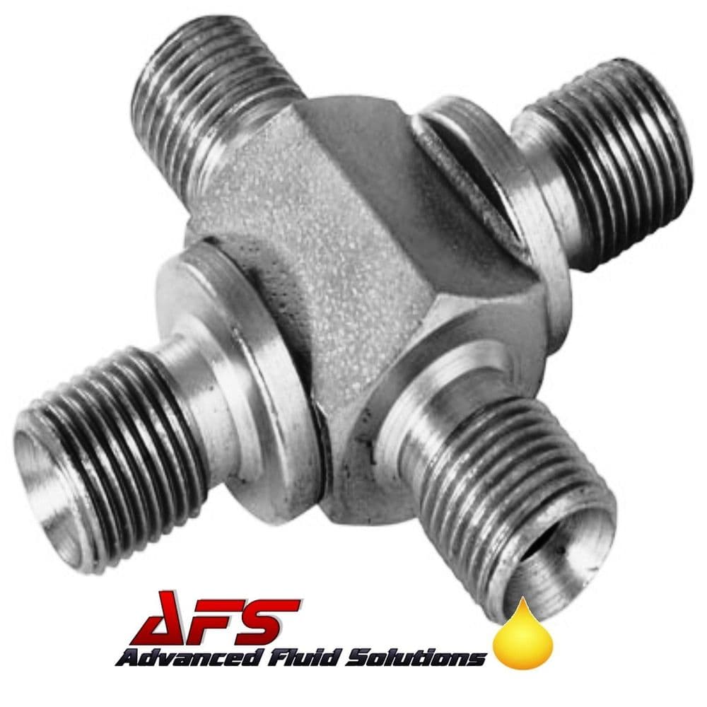 1 BSP Male Equal Cross X 4 Way Adaptor Coned