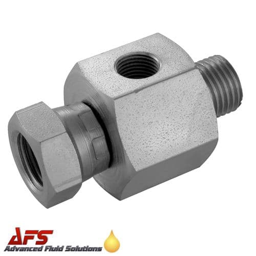 1 BSP Male x Swivel Female x 1/8 BSPP Test Point Port Mild Steel ...