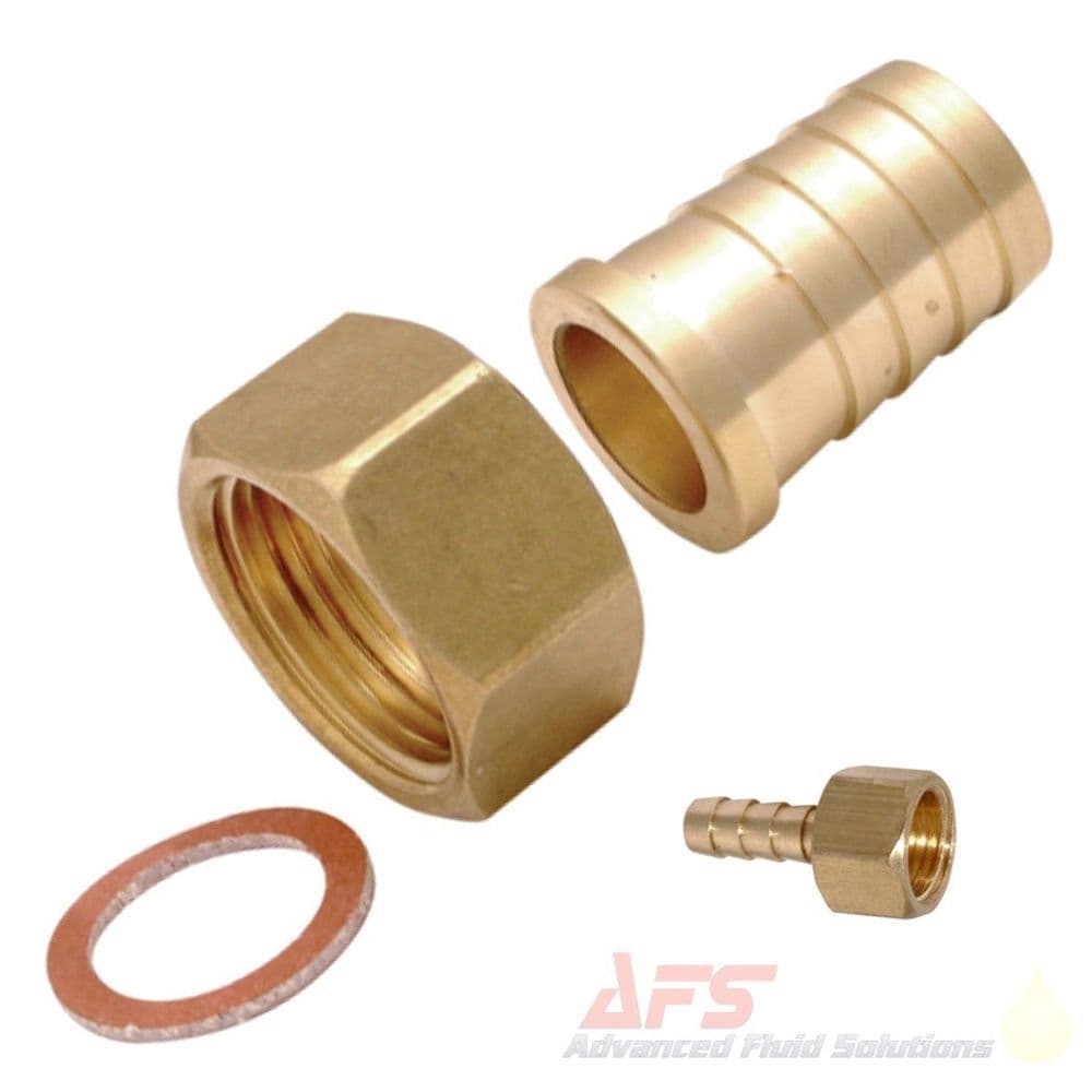 1 Female BSP Flat Seat Swivel Nut x 3/4 19mm HoseTail Brass Fitting