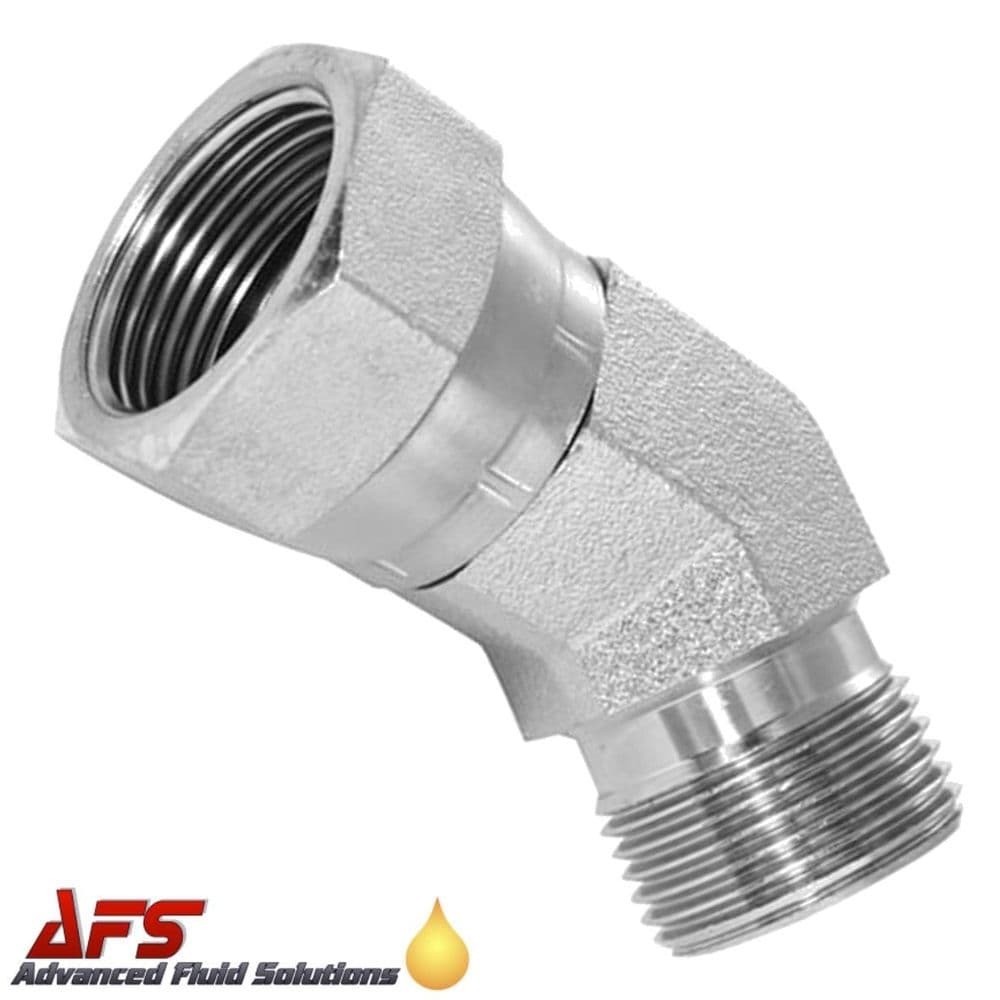 1 Inch BSP 45 Degree Compact Elbow - Male x Swivel Female Hydraulic ...