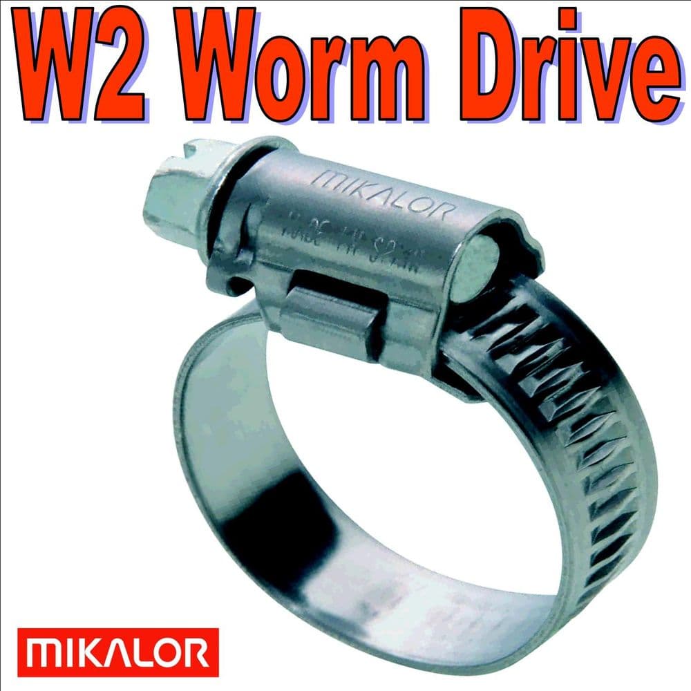 110mm - 130mm Mikalor W2 Stainless Steel Worm Drive Hose Clip
