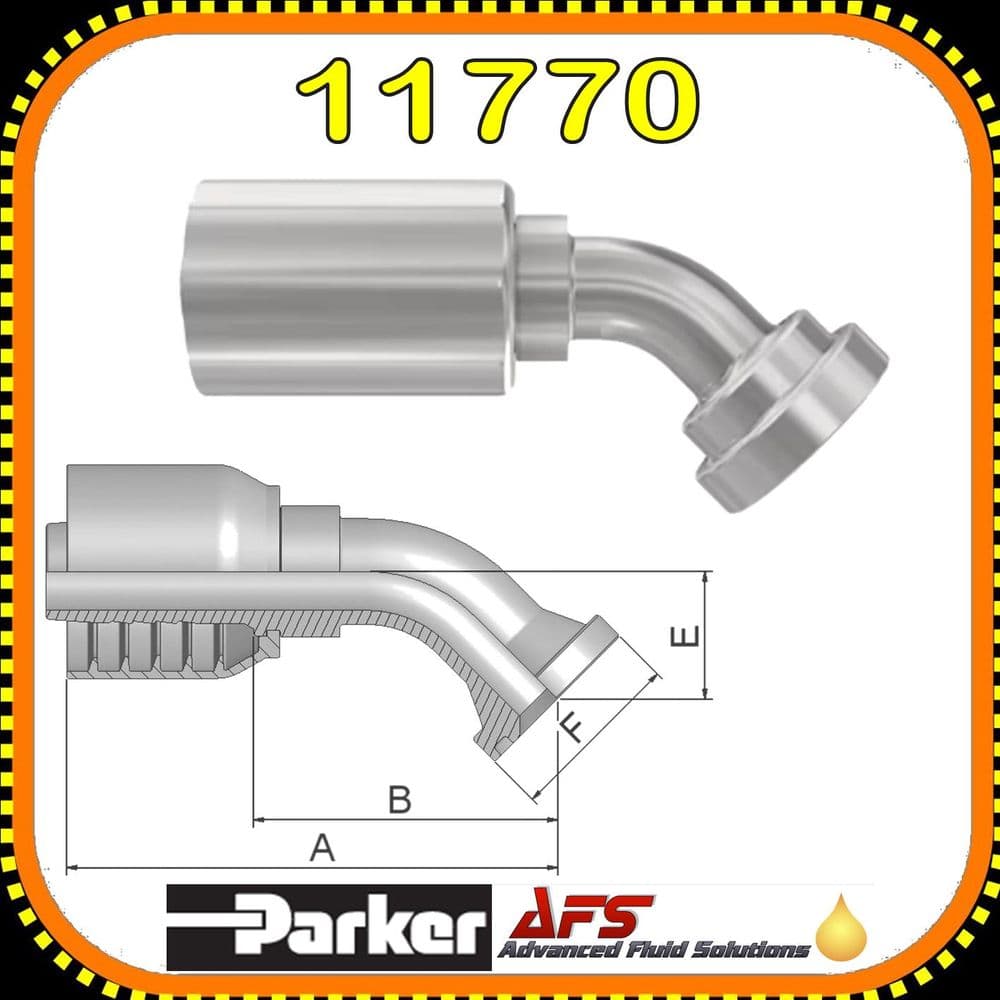 11770 - SAE Code 61 Flange Head Elbow 45° - Parker 70 Series Crimped ...