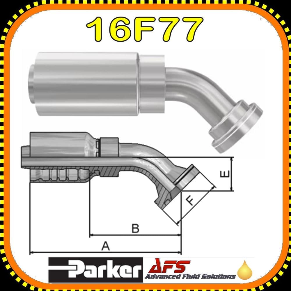 16F77-12-12 - SAE Code 62 Flange Head - 45° Elbow - Parker 77 Series