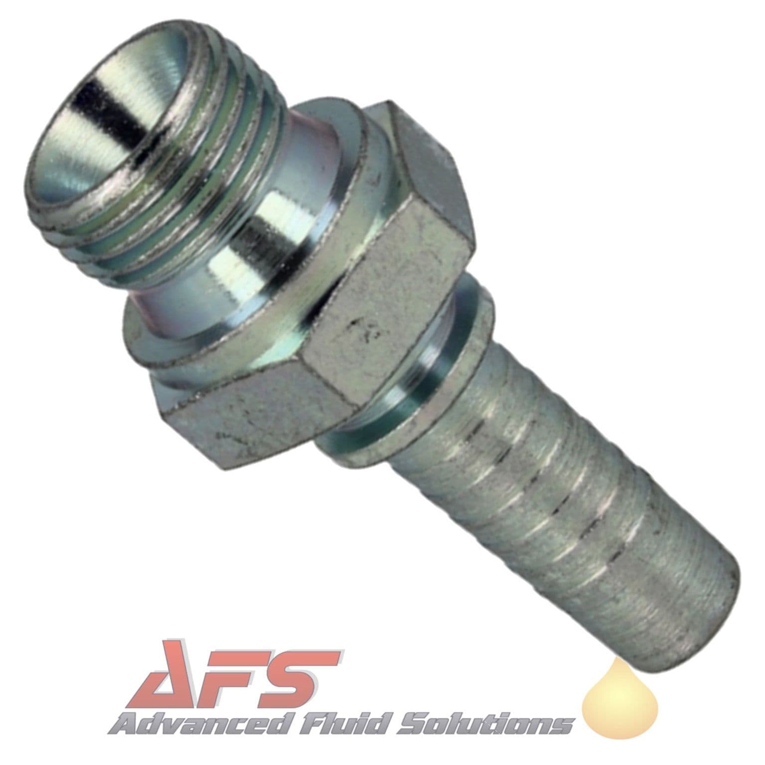 3/8 BSPP Straight Male x 1/4 Hosetail Hydraulic Mild Steel Hose Insert Fitting UK