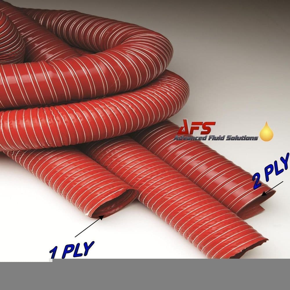 60mm I D Red 1 Ply Silicone Flexible Hot & Cold Air Ducting