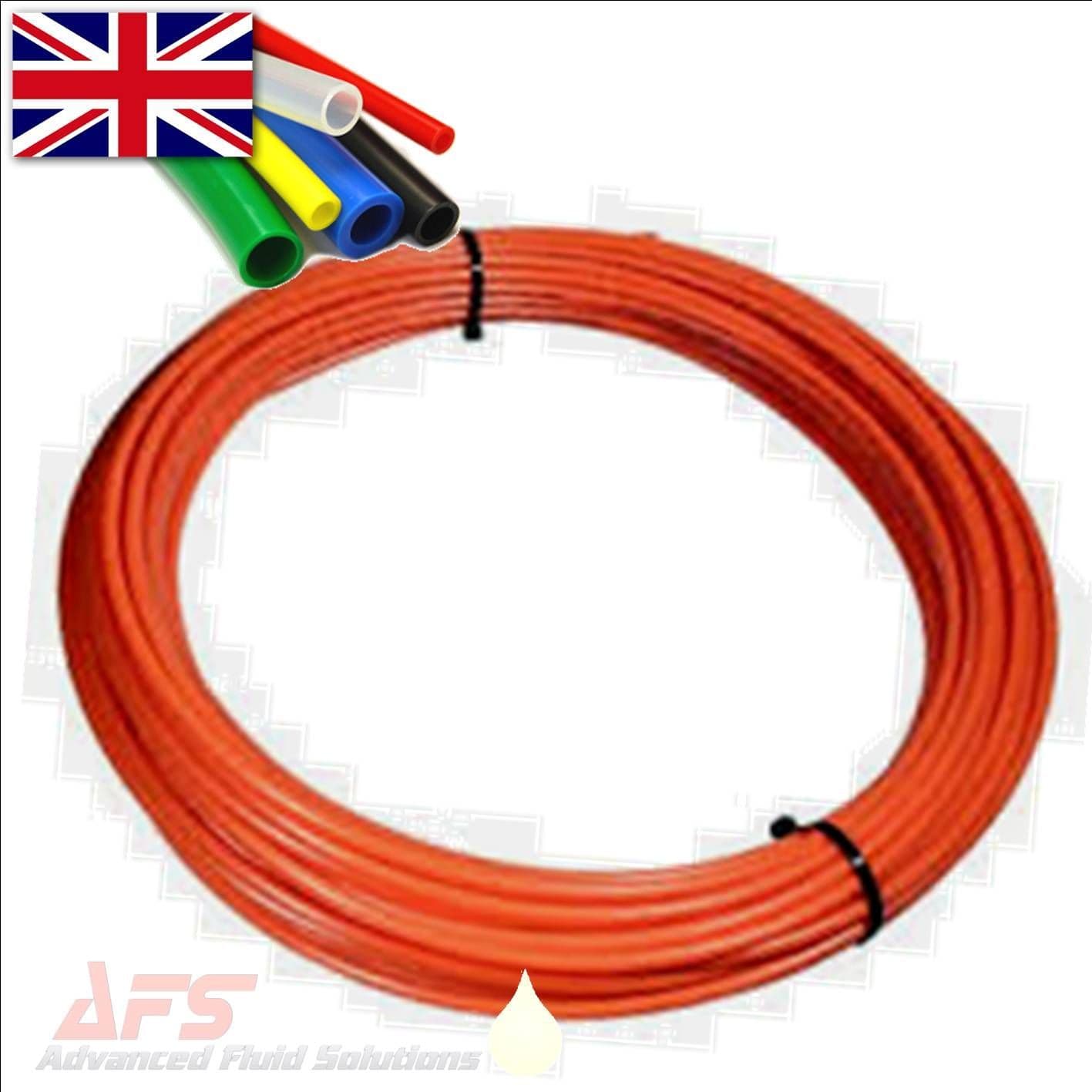 6mm O D x 4mm I D Metric Nylon PA12 Tube Orange Flexible Tubing BS5409 ...