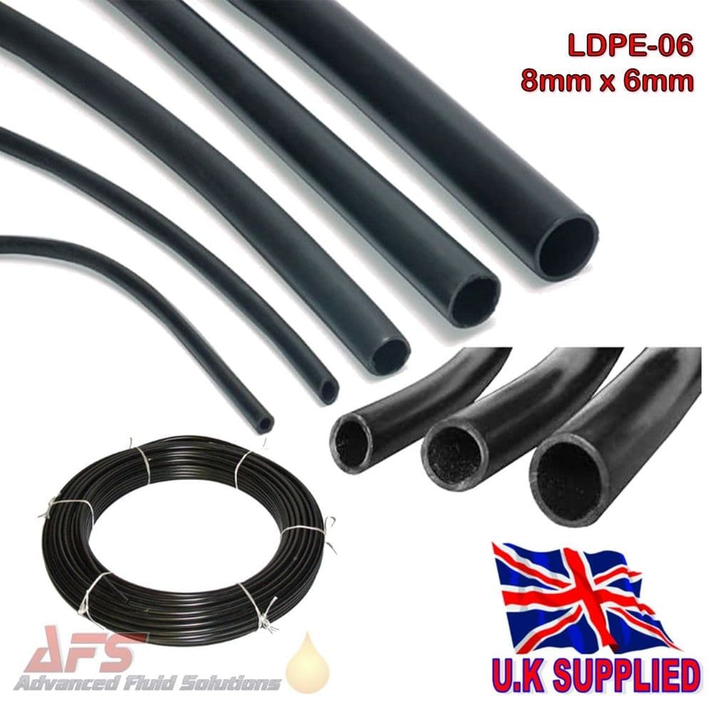 6mm x 8mm LDPE Pipe Black Irrigation Tubing