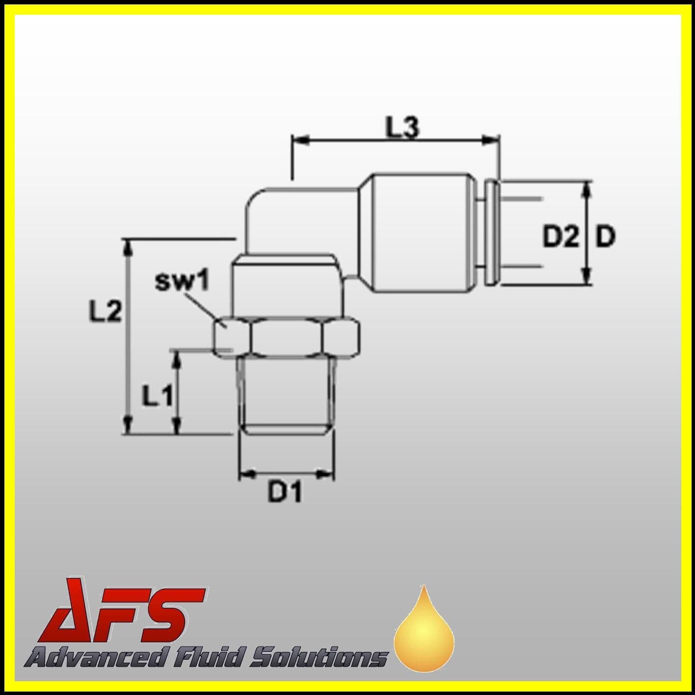 6mm x M6x1 Metric Thread 80 BAR High Pressure 90 Elbow Swivel Brass ...