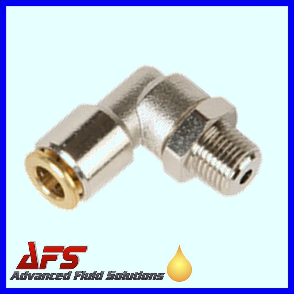 6mm x M6x1 Metric Thread 80 BAR High Pressure 90 Elbow Swivel Brass ...