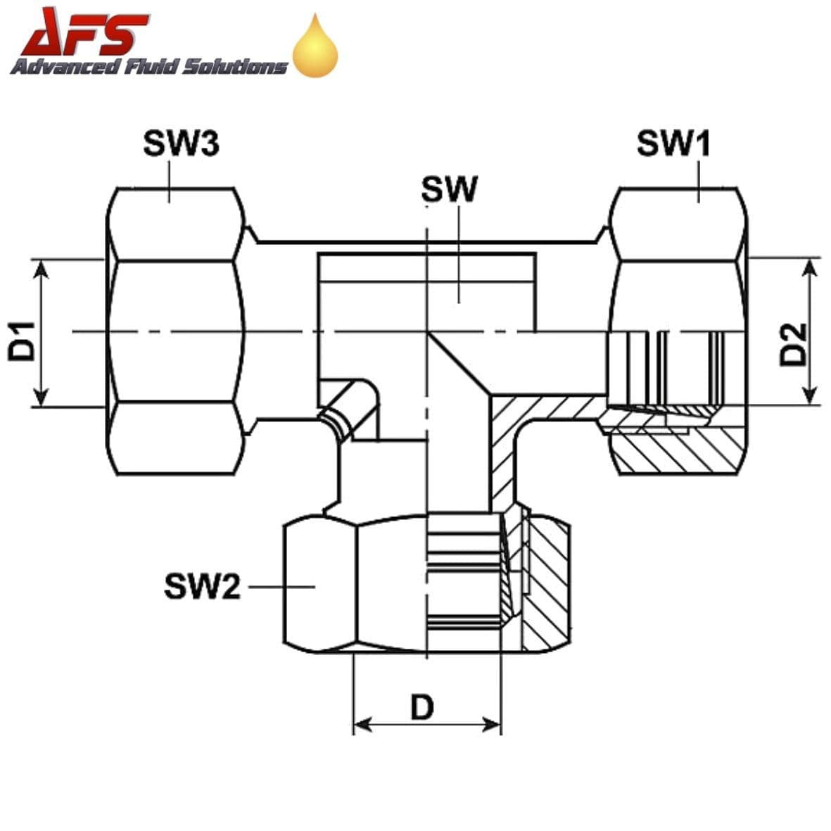 8L Equal Tee Tube Coupling Union 8mm Metric Compression Pipe T Fitting