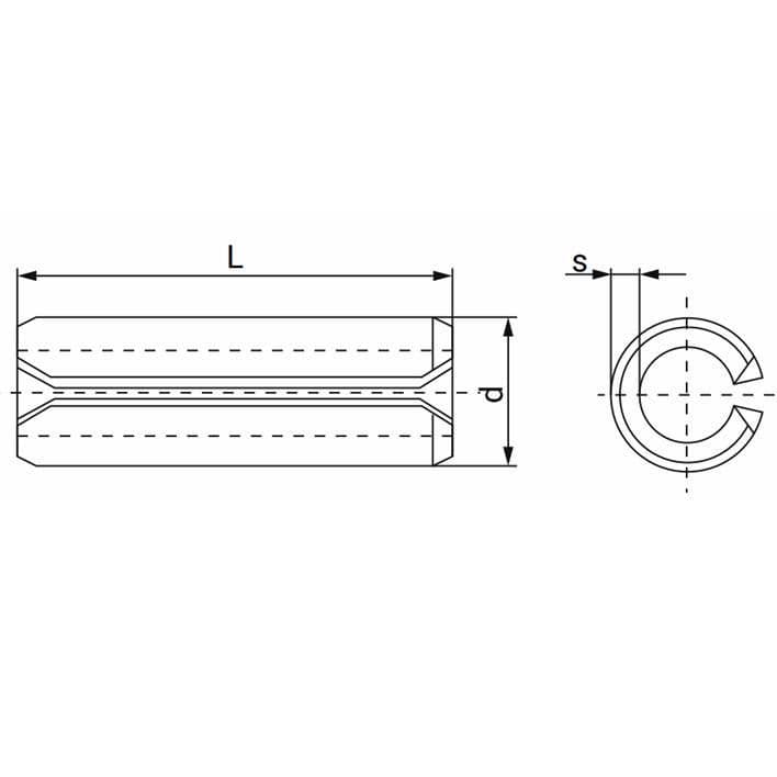 8mm x 60mm Heavy Duty Slotted Roll Pin DIN 1481 Spring Steel