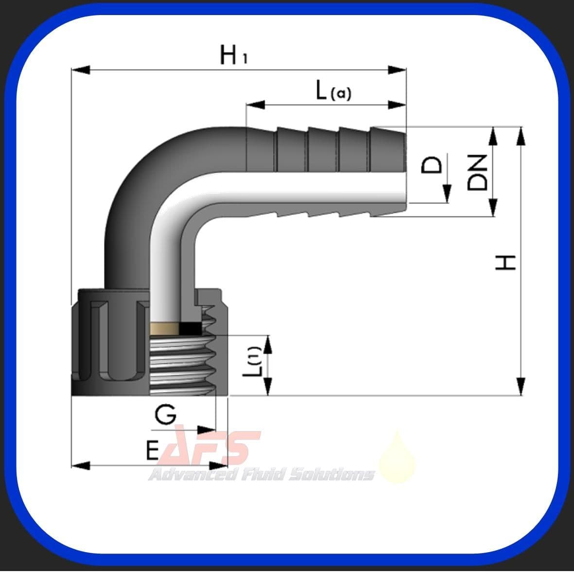 Black 90° Elbow 1/2 BSP Swivel Female x 12mm Bend Hose Tail ...