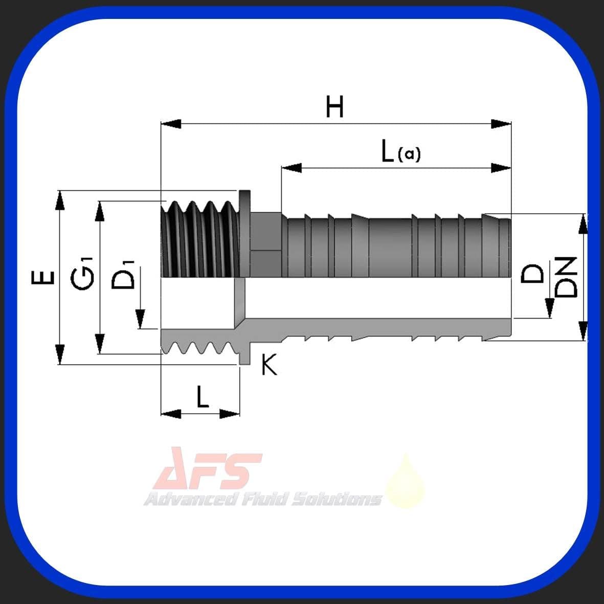 Black 1.1/2 BSP Male Thread x 25mm Straight Barb Hose Tail ...