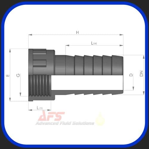 Black 2 x 50mm Straight FIXED Female x Hose Barb