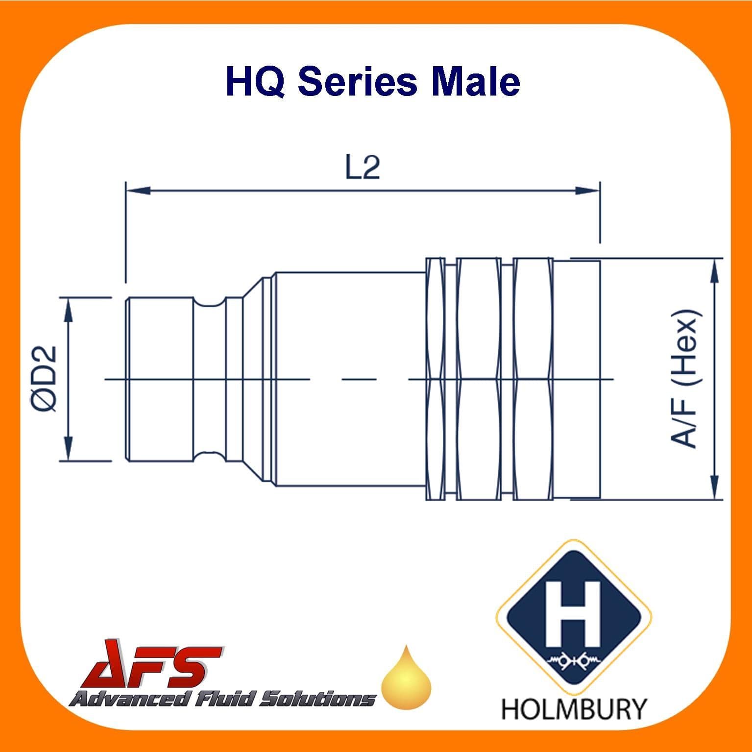 Holmbury 1 Inch BSP Flat Face Male Probe (3/4 Body) HQ19-M-16G (09573 ...