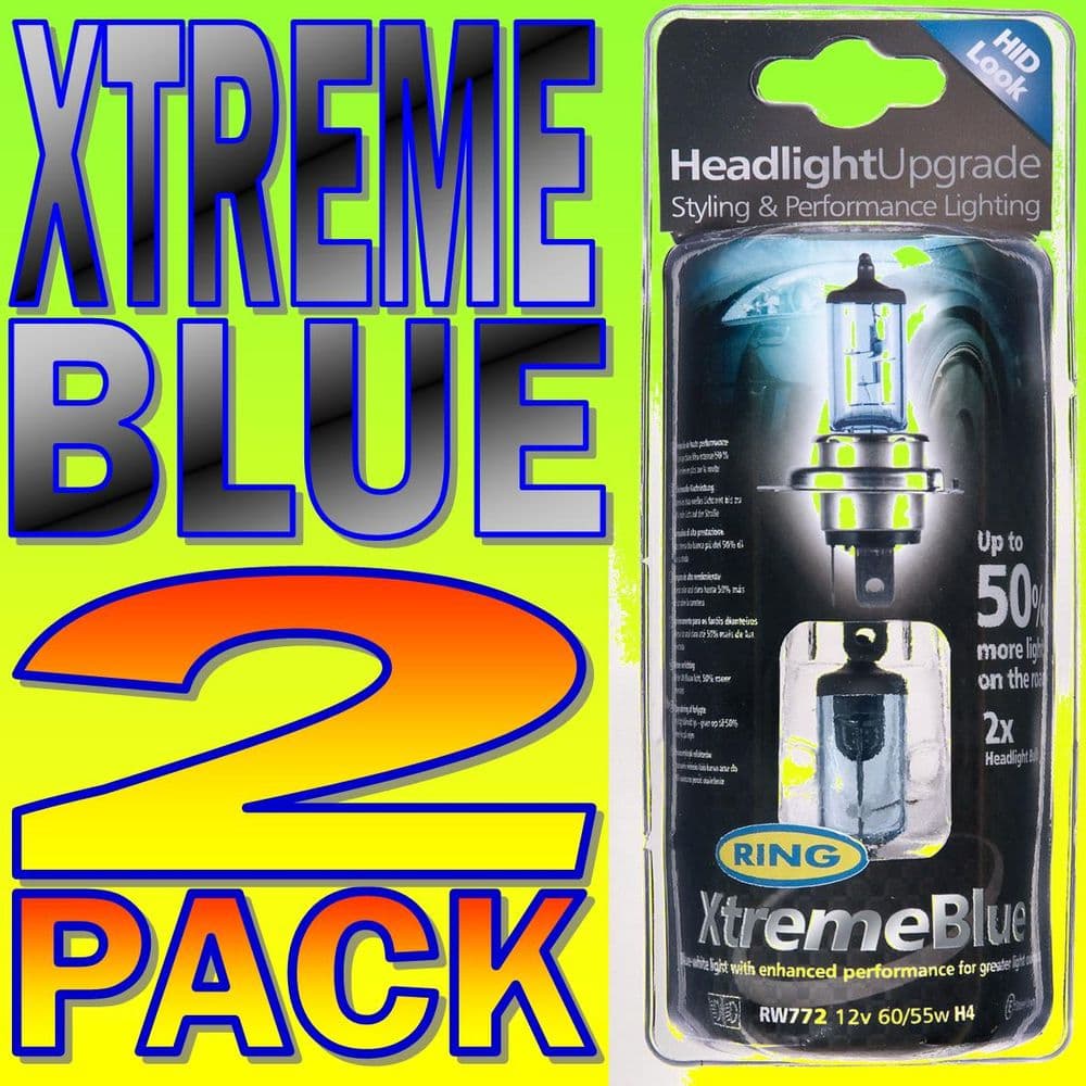 Ring H4 12v 60/55w P43t Xtreme Blue Halogen Headlamp Bulbs RW772