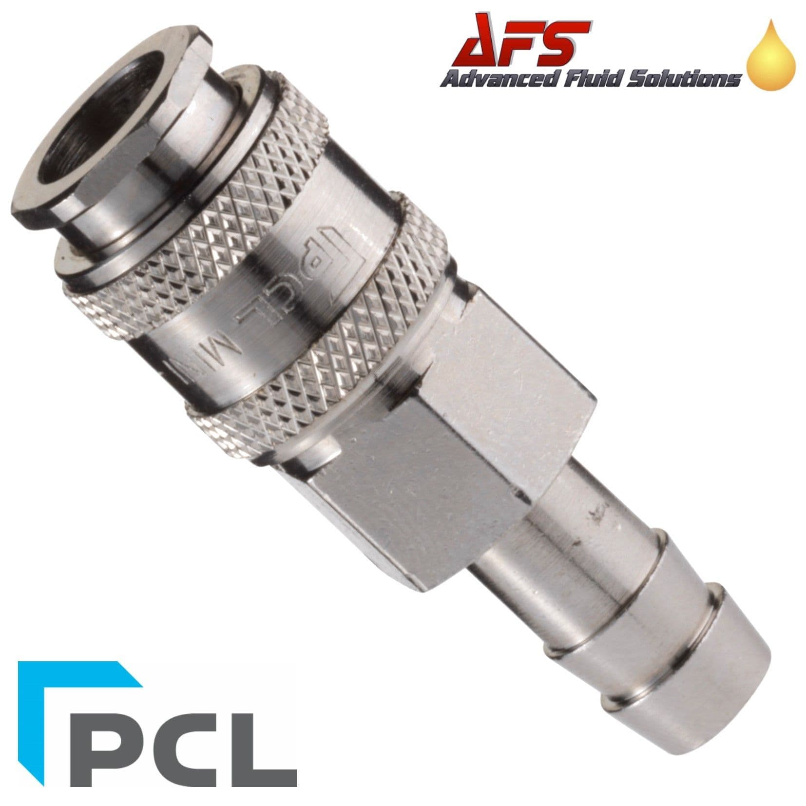 Schrader Mini PCL 21 Series Female Carrier x 6mm Barbed Hose Tail (1/4)