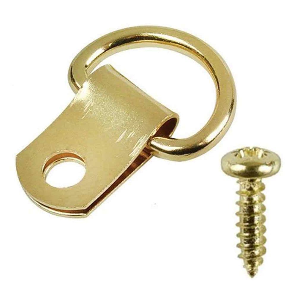 1 Hole D-Ring Screws - Brass Plated