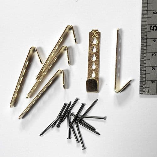 Adjustable Picture Hooks - Brass Plated - Pack of 6