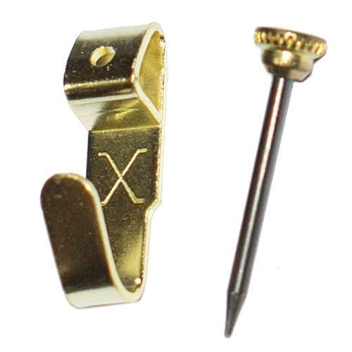 Quality No 1 X Picture Hooks with Pins - Brass Plated