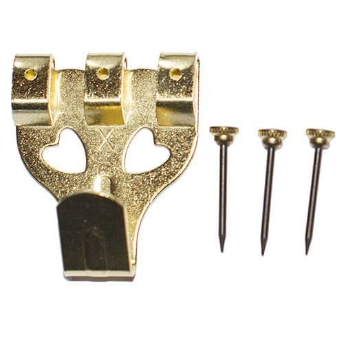 Quality No 4 X Picture Hooks with Pins - Brass Plated