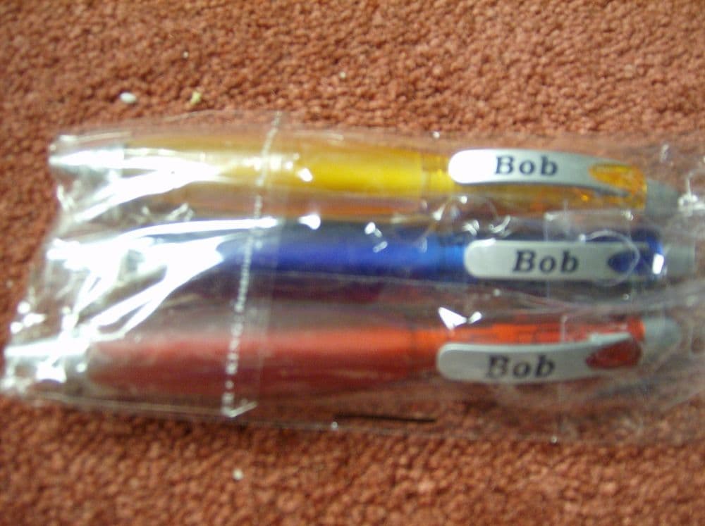 set of 3 personalised named pens Bob