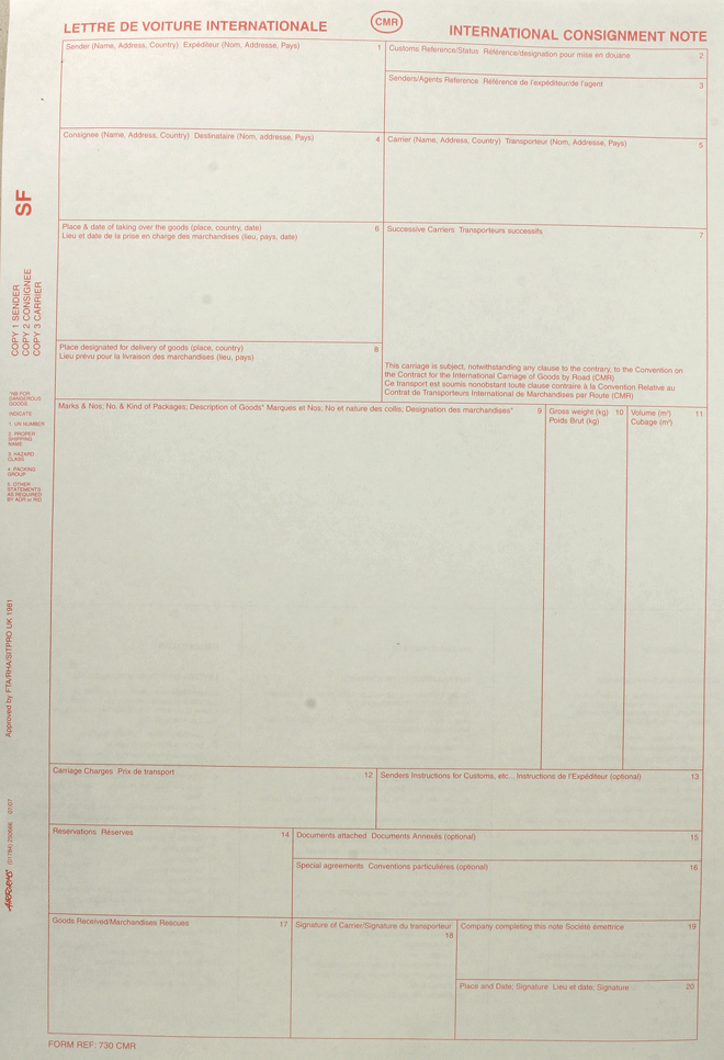 CMR Consignment Notes -Tipped - Laser & Continuous Sets