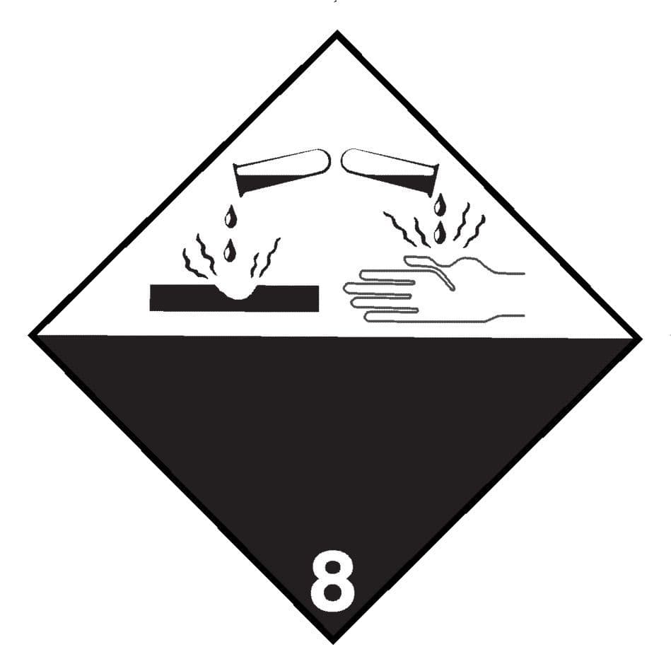 Code CN8 Placard/Container Label 250mm x 250mm Class 8 Corrosive 8