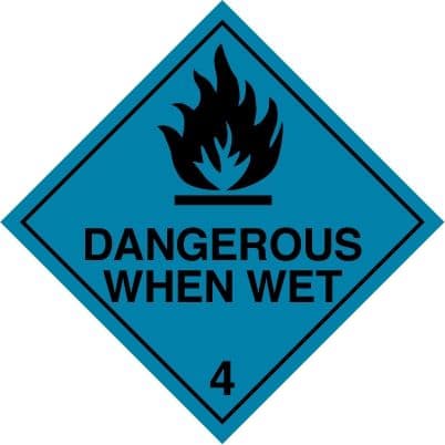 Code V4 3 Hazard Label 100mm x 100mm Class 4 Dangerous When Wet 4 3 ...