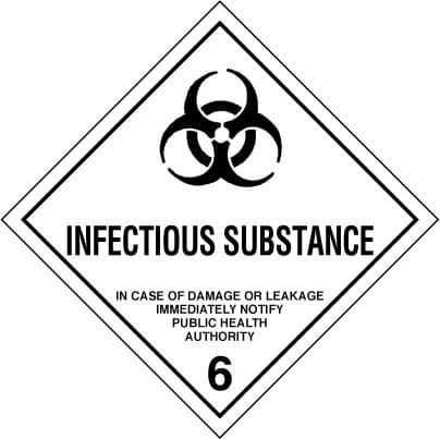 Code V6 2 Hazard Label 100mm x 100mm Class 6 Infectious Substances 6 2 ...