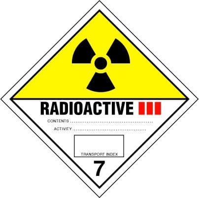 Code V7 3 Hazard Label 100mm x 100mm Class 7 Radioactive 7 III 7 3 ...