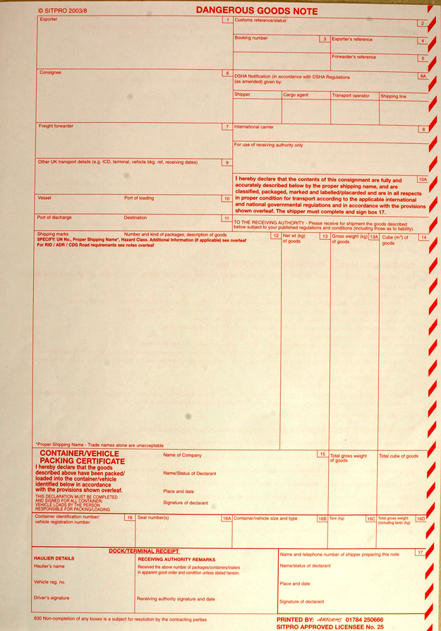 Dangerous Goods Notes 4 Part Laser Loose Leaf Ncr Code Dgn 1