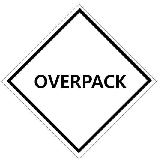 OVERPACK Diamond Handling Label 100mm x 100mm - Rolls of 250