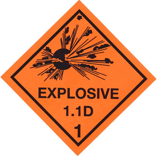 V1 1D Hazard Label 100mm x 100mm Class 1 Explosive 1 1D Rolls of 250 ...
