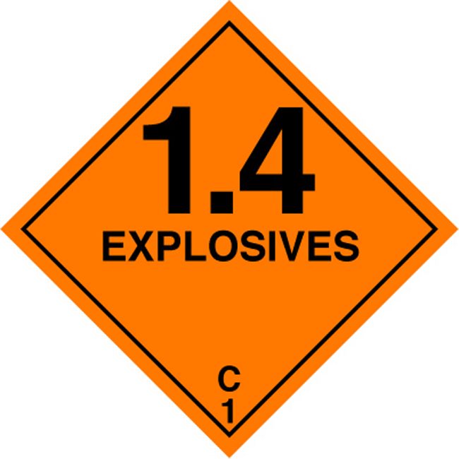 V1 4C Hazard Label 100mm x 100mm Class 1 Explosive 1 4C - Rolls of 250 ...