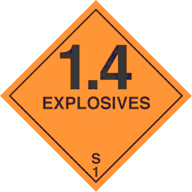 V1 4S Hazard Label 100mm x 100mm Class 1 Explosive 1 4S - Rolls of 250