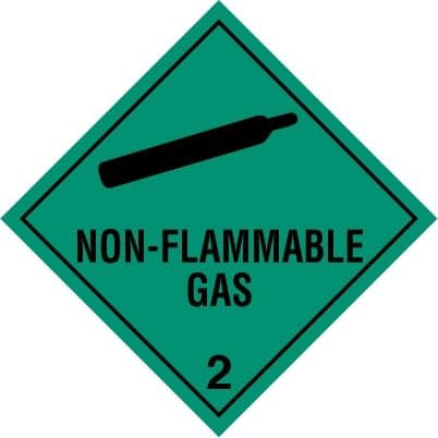 V2 2 Non-Flammable Gas 2 2 Hazard Label Class 2 -100x100mm Rolls of 250