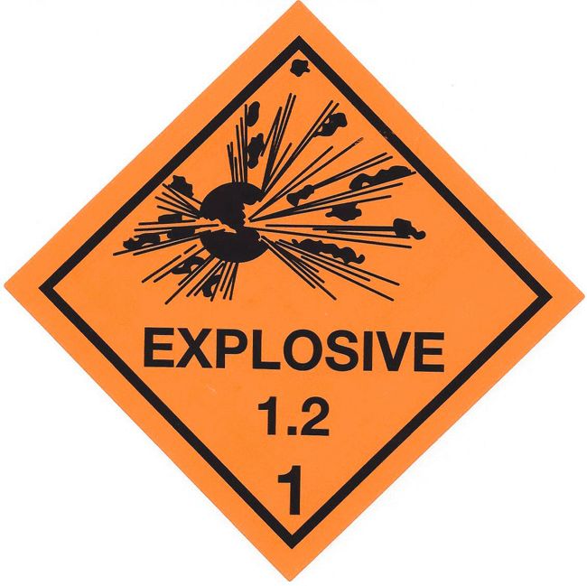 VI 2 Hazard Label 100mm x 100mm Class 1 Explosive 1 2- Rolls of 250 ...