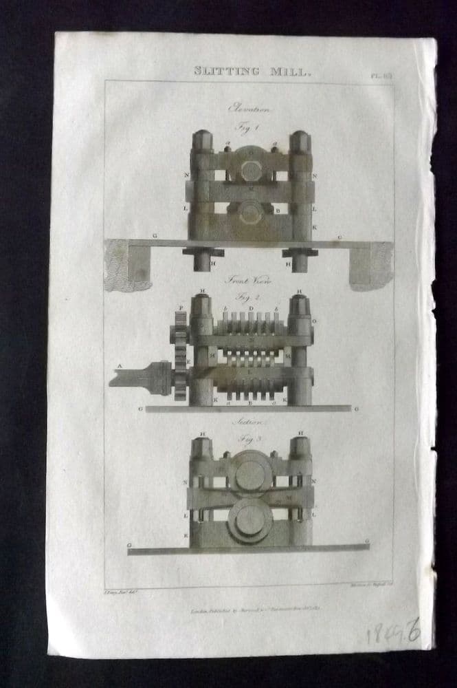 Good 1813 Antique Print Slitting Mill 161