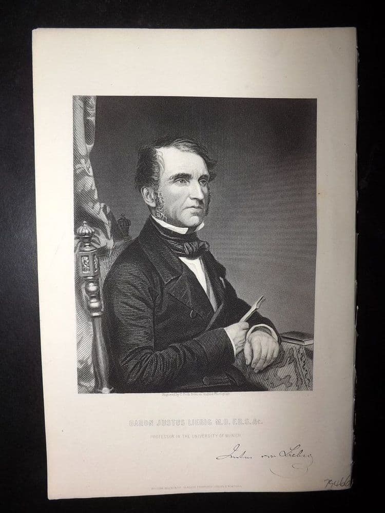 Muspratt Chemistry 1860 Antique Portrait Print Baron Justus Liebig