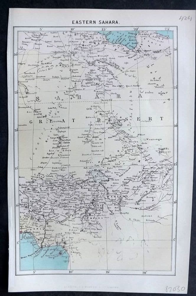 Reclus C1880 Antique Map Eastern Sahara Africa