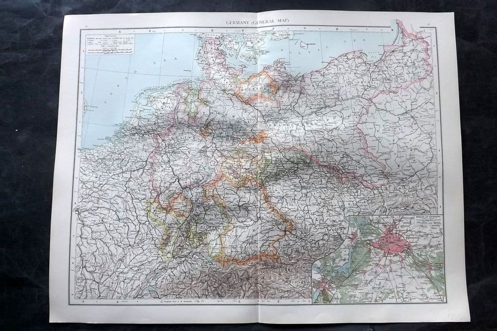 Times Atlas 1895 LG Antique Map Germany General Map