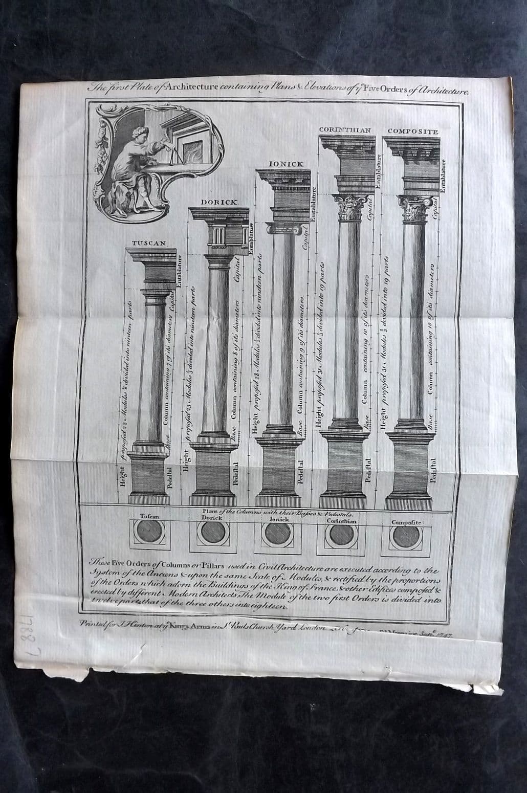 Universal Mag 1748 Arcitectural Print Fiver Orders of Architecture Columns
