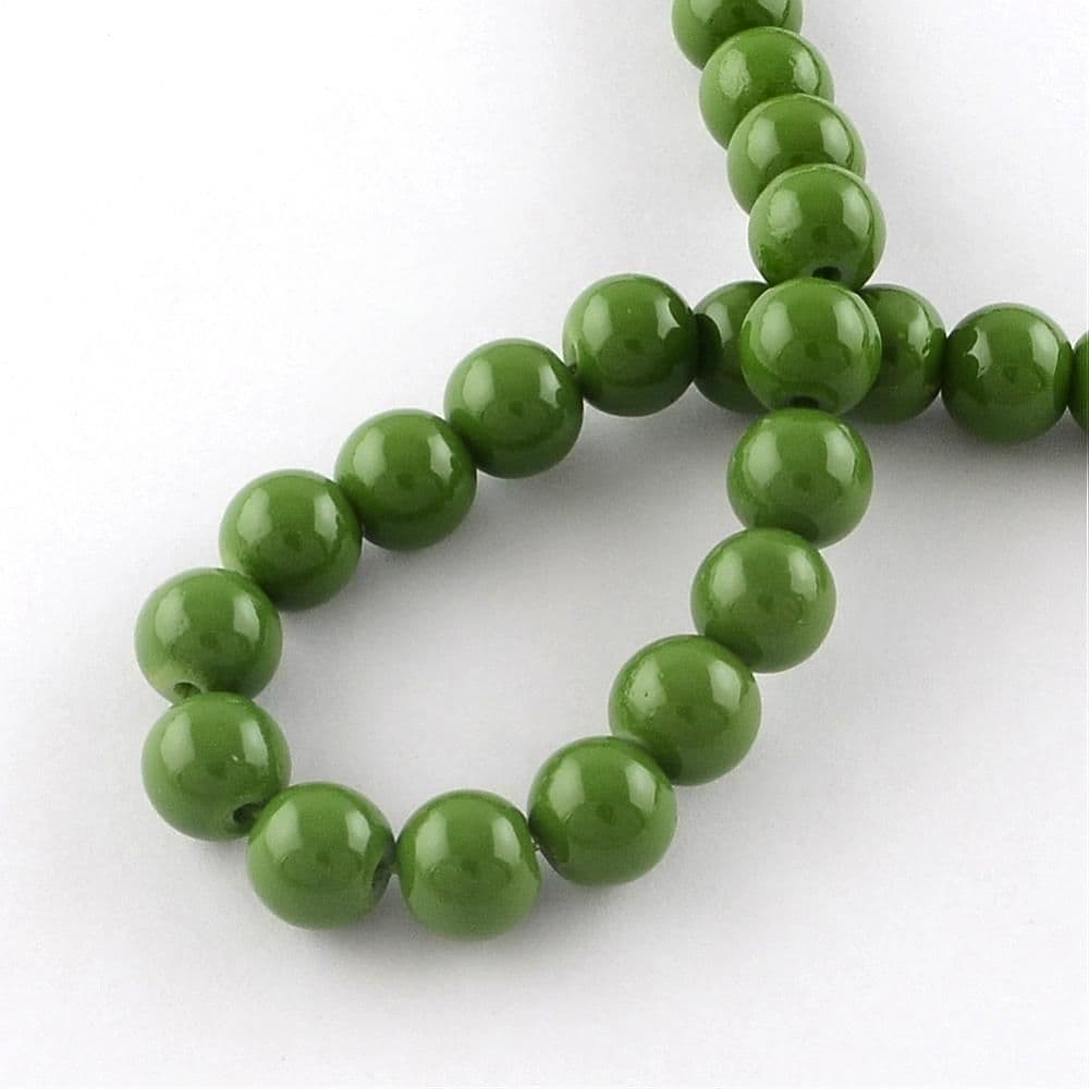6mm Round Baking Beads Olive Green 30