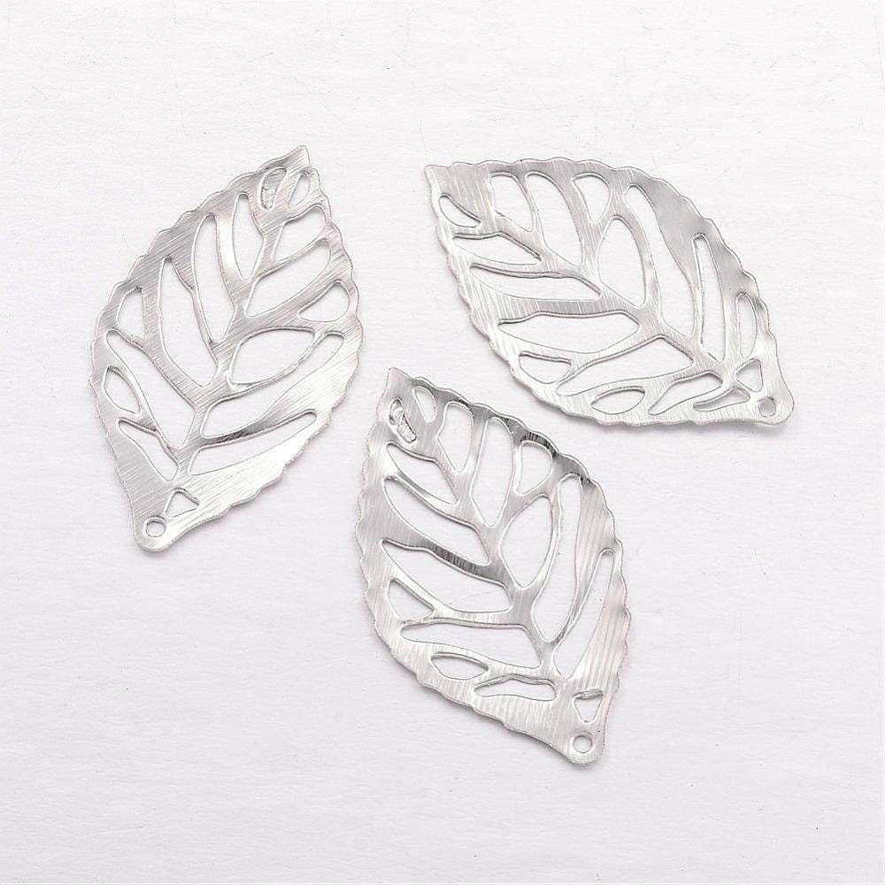 Thin Shapeable Platinum Leaf Charms 10