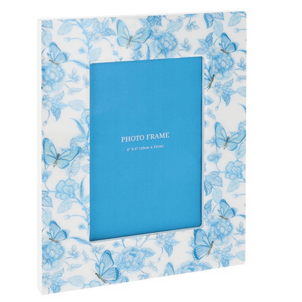 Blue Floral And Butterfly Design Photo Frame From Shudehill