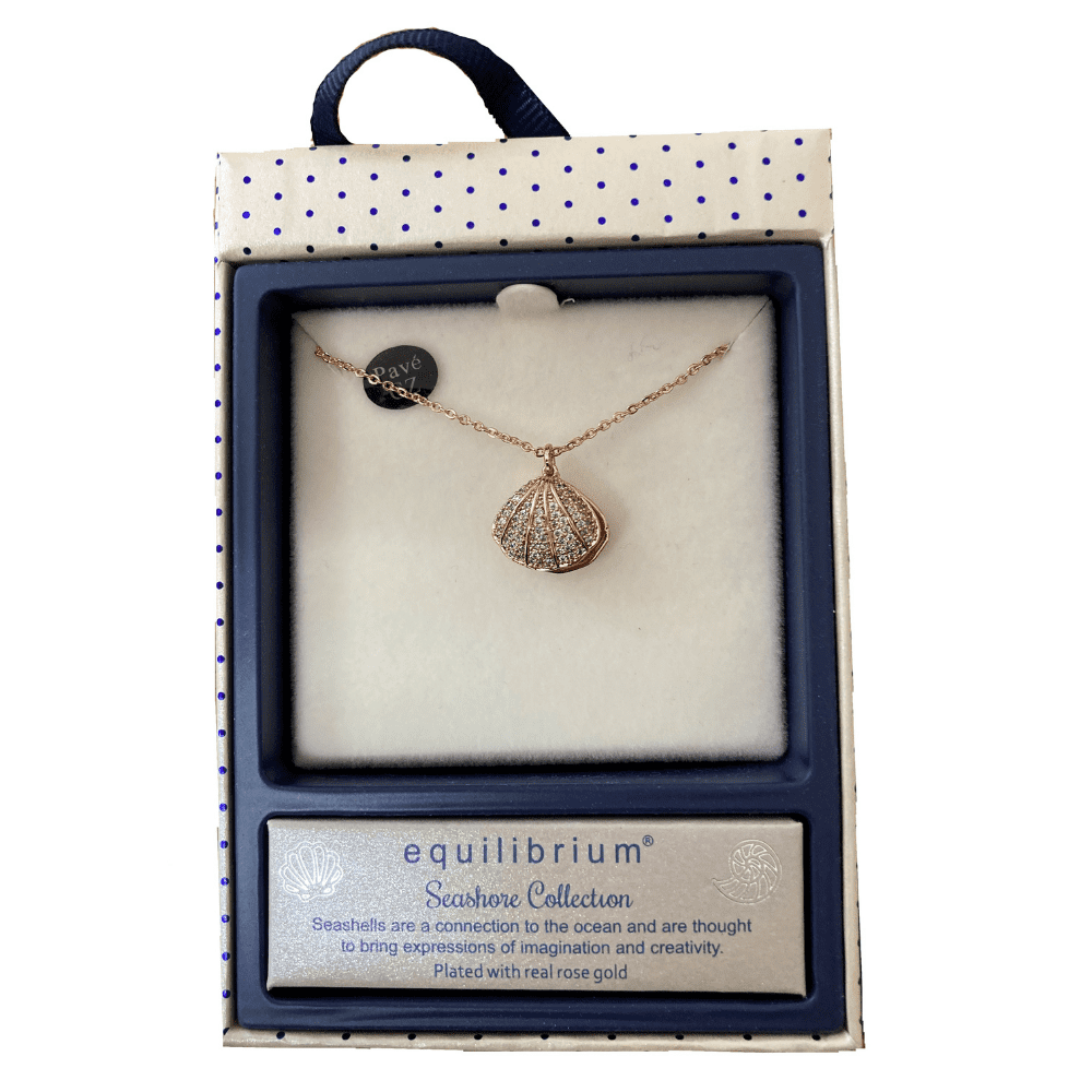 Equilibrium Seashore Pearl and Crystal Shell Necklace