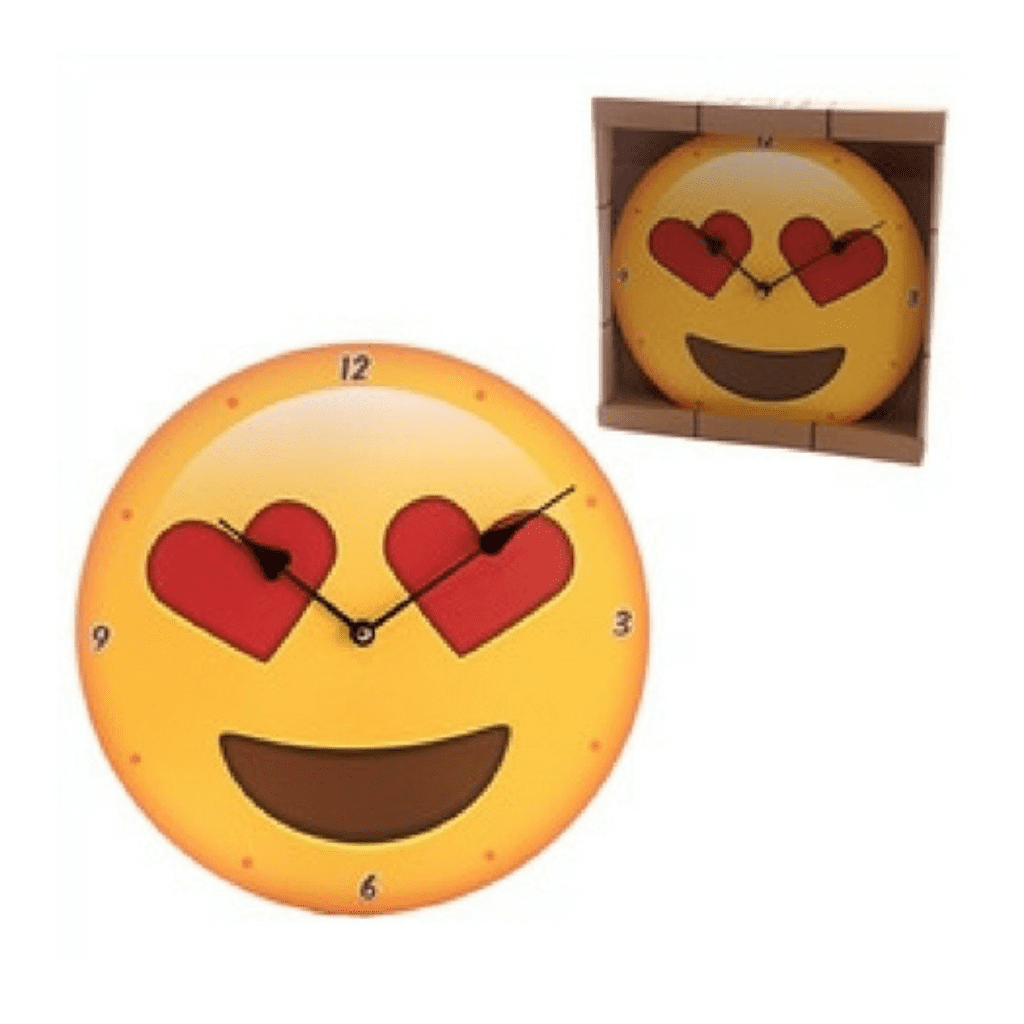 Heart Eyes Emoji Yellow MDF Wall Clock