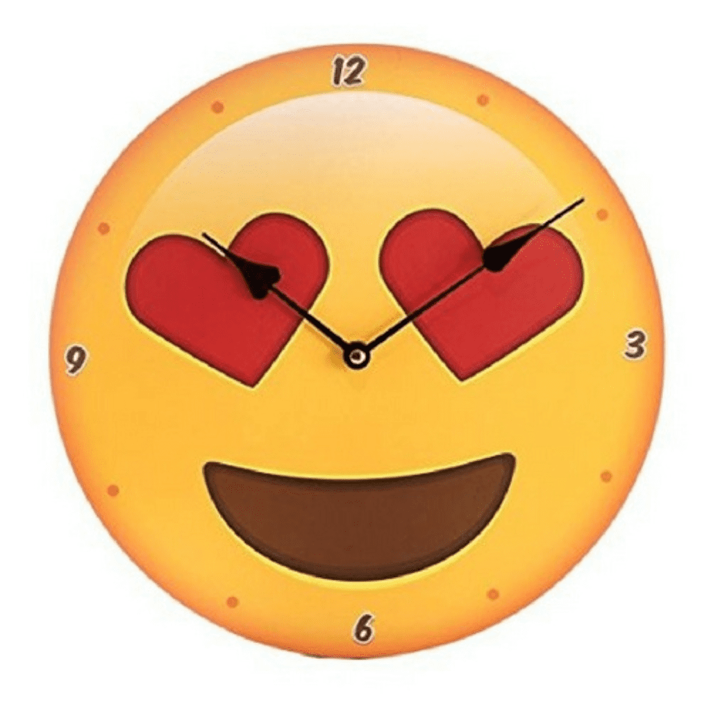 Heart Eyes Emoji Yellow MDF Wall Clock